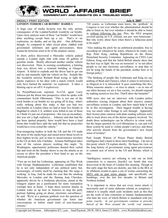 4 free Magazines from WORLDAFFAIRSBRIEF.COM