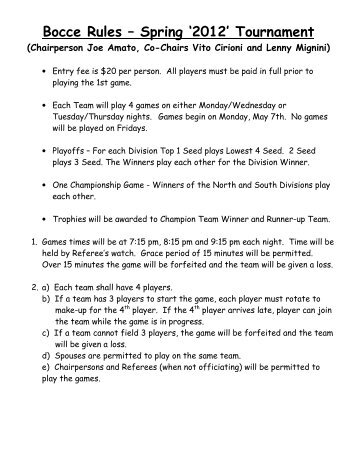 BOCCE BALL SET-UP & RULES