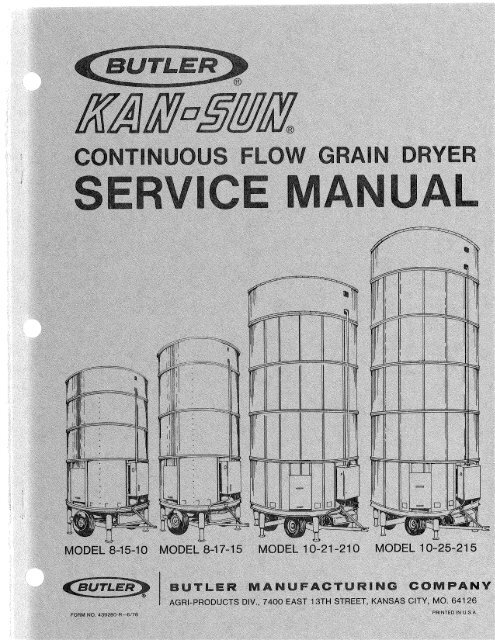Kan-Sun cont.Flow Grain Dryers Service Manual - Mathews Company