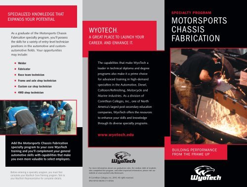 MOTORSPORTS CHASSIS FABRICATION - WyoTech Tour