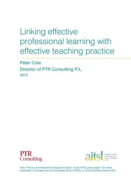 Linking effective professional learning with effective teaching practice