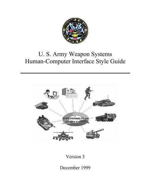 U. S. Army Weapon Systems Human-Computer Interface Style Guide