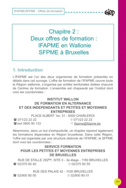 Offre de formations IFAPME - Sysfal