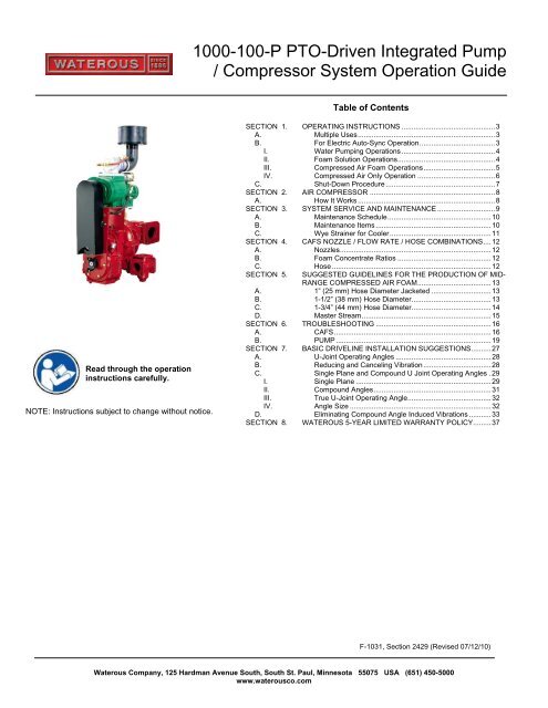 Waterous Rotary Vane Pump