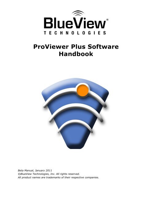 ProViewer Plus Software Manual - BlueView Technologies, Inc.