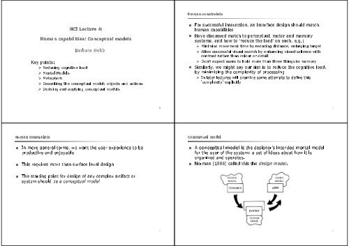 HCI Lecture 4: Human capabilities: Conceptual models