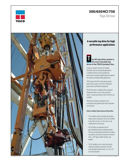 500/650 HCI 750 Top Drive - TESCO Corporation