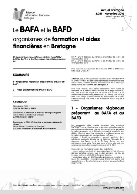 Fiche d inscription BAFA - Session de qualification Surveillant de baignade