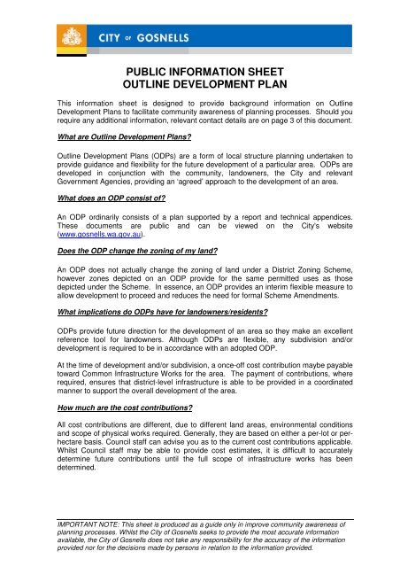 public information sheet outline development plan - City of Gosnells