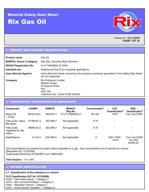 Material Safety Data Sheet - Rix Petroleum