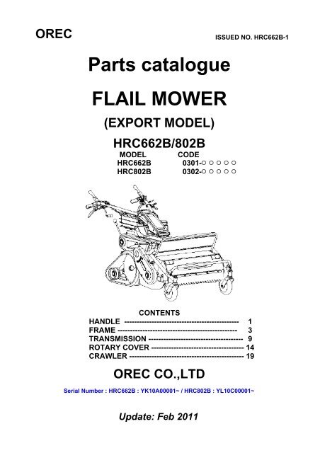 Parts catalogue FLAIL MOWER