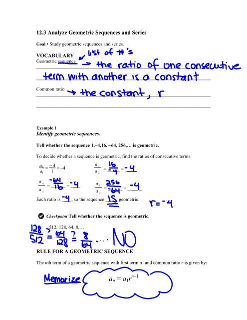 12.3 Analyze Geometric Sequences and Series