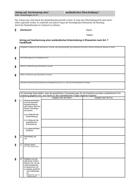 Antrag auf Anerkennung einer auslÃ¤ndischen Ehescheidung