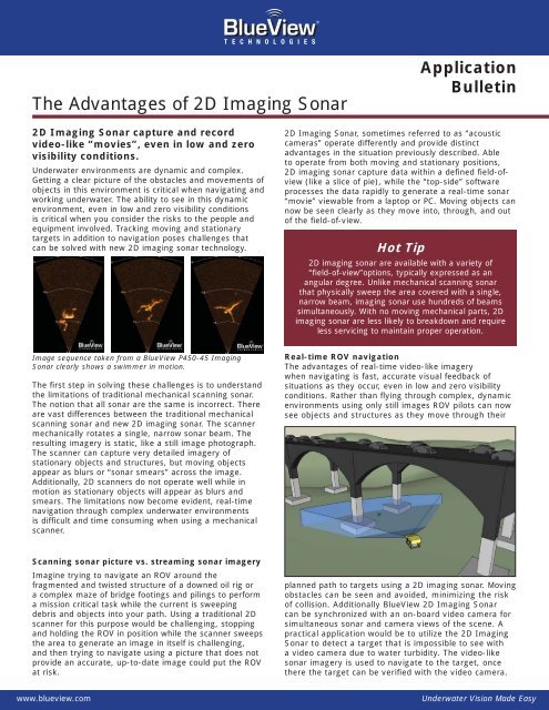 2D Imaging Sonar Advantages - BlueView Technologies, Inc.