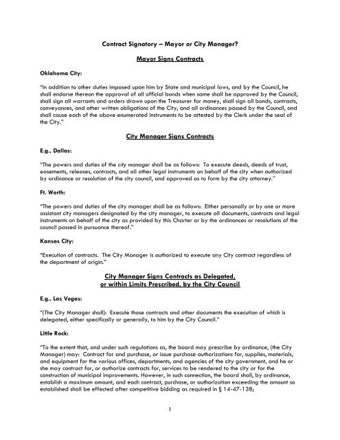 Contract Signatory â Mayor or City Manager? - The Tulsa City Council