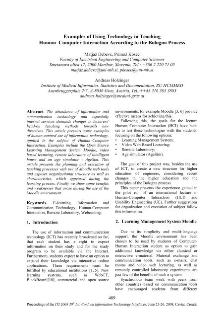 Examples of Using Technology in Teaching Human–Computer ...