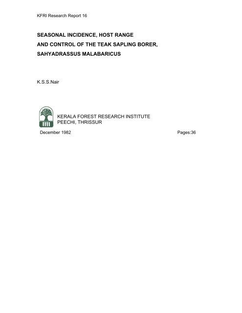1 introduction - Kerala Forest Research Institute