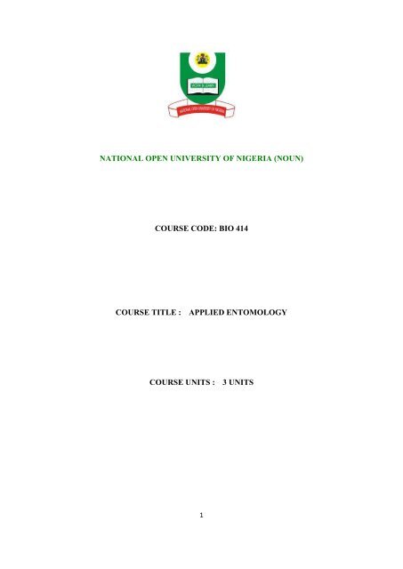 (noun) course code - National Open University of Nigeria