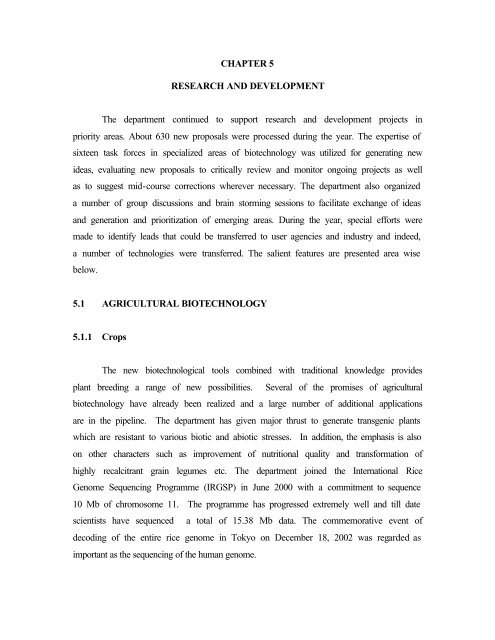 CHAPTER 5 RESEARCH AND DEVELOPMENT The department ...
