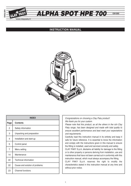 Alpha Spot HPE 700 Manual