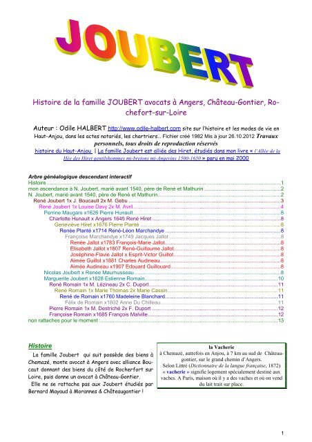 Voir la famille Joubert - Odile Halbert