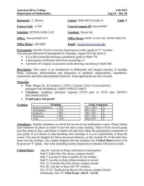 Syllabus - American River College