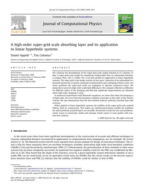 A high-order super-grid-scale absorbing layer and its ... - Tim Colonius