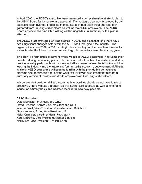 Vision Statement - Alberta Electric System Operator