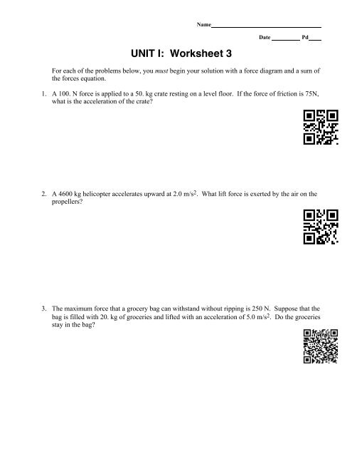 UNIT I: Worksheet 3