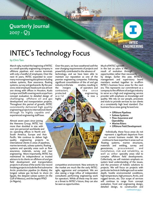 INTEC's Technology Focus - Intecsea