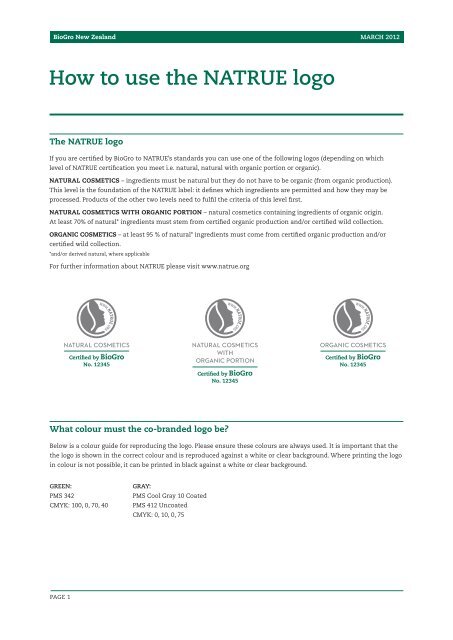 How to use the NATRUE logo - BioGro