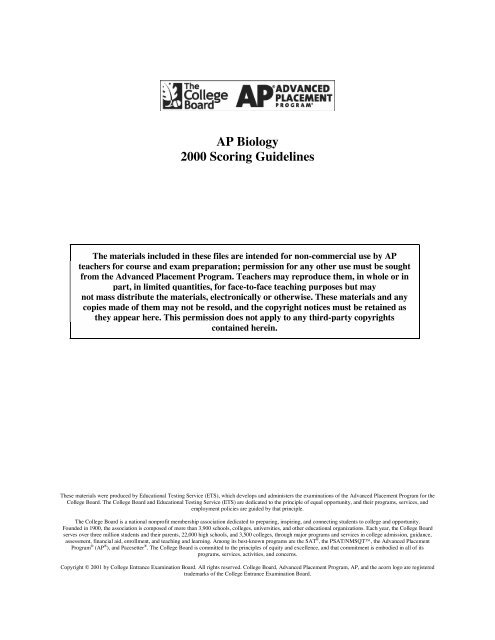 2000 AP Biology Scoring Guidelines