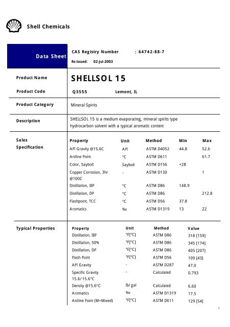 SHELLSOL 15 - Americas