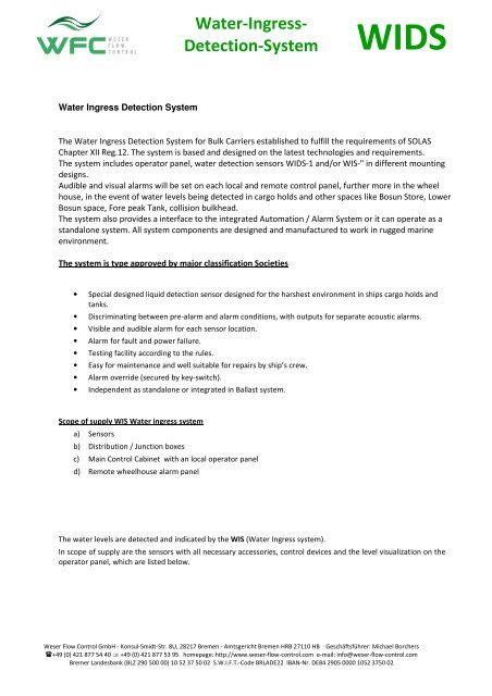 Water-Ingress- Detection-System - Weser Flow Control