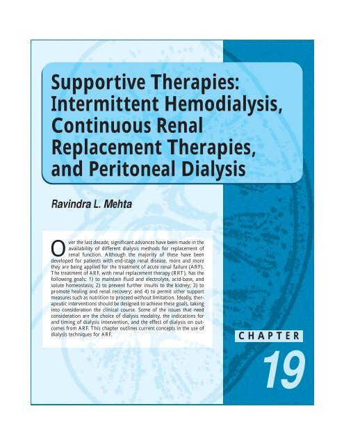 Intermittent Hemodialysis, Continuous Renal Replacement