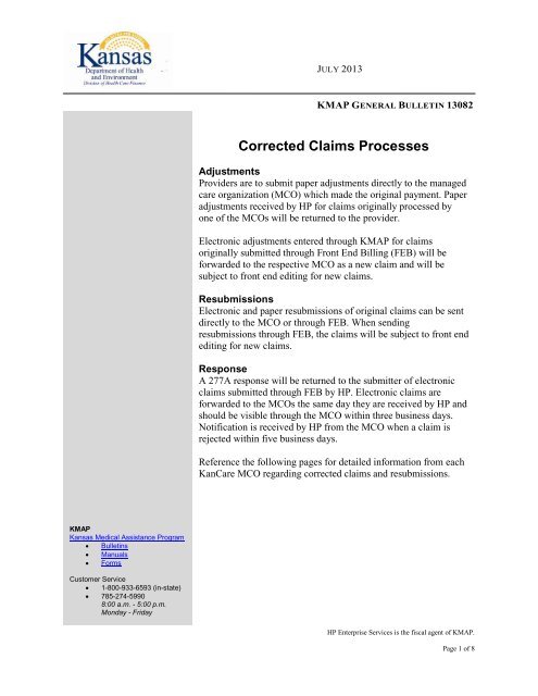 Corrected Claims Processes - KMAP