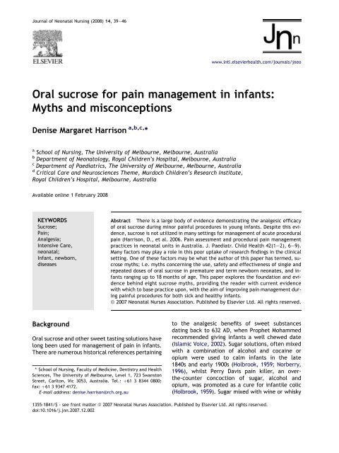 Oral sucrose for pain management in infants: Myths ... - ImmunizeBC