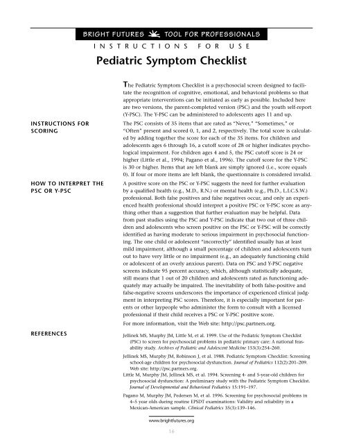 Pediatric Symptom Checklist (PSC) - KMAP