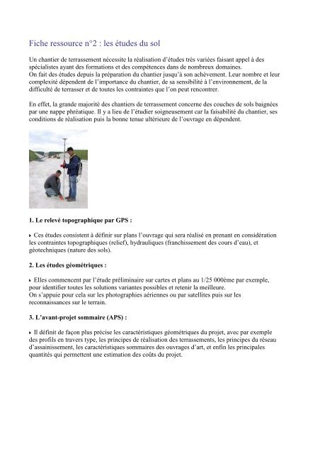 Fiche ressource nÂ°2 : les Ã©tudes du sol