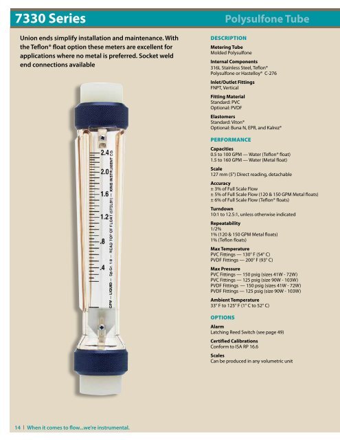King Instrument 7330 Series Rotameter Datasheet PDF - Instrumart