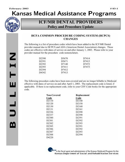 HCFA COMMON PROCEDURE CODING SYSTEM (HCPCS) - KMAP HCFA COMMON PROCEDURE CODING SYSTEM (HCPCS) - KMAP