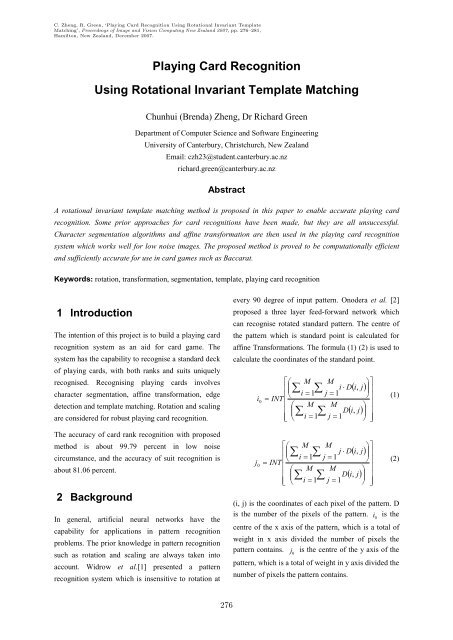 Playing Card Recognition Using Rotational Invariant Template