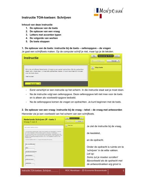 Instructie TOA-toetsen SCHRIJVEN - Op www.ecobras.mon3aan.nl