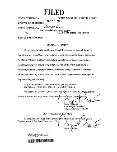Motion In Limine Both Def And State