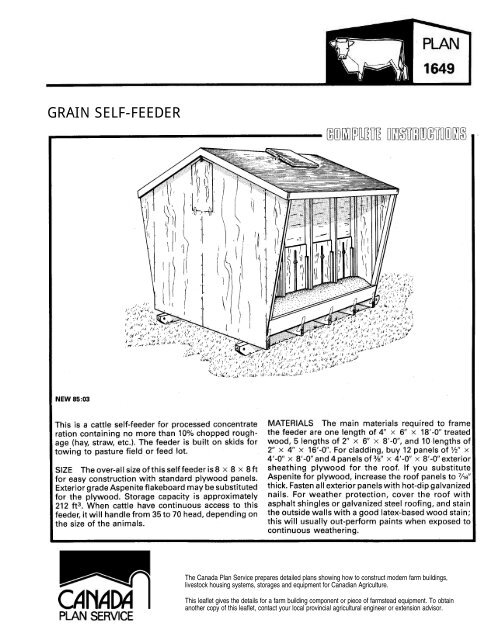 Grain Self Feeder Leaflet (Imperial) - Canada Plan Service \ Canada ...