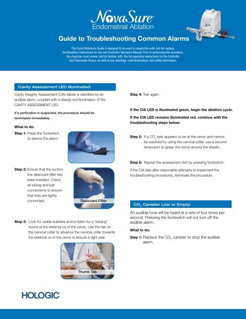 View our Quick Reference Guide for troubleshooting ... - NovaSure