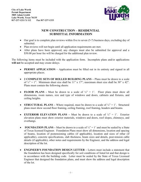 New Construction Permit Application-Residential - the City of Lake ...