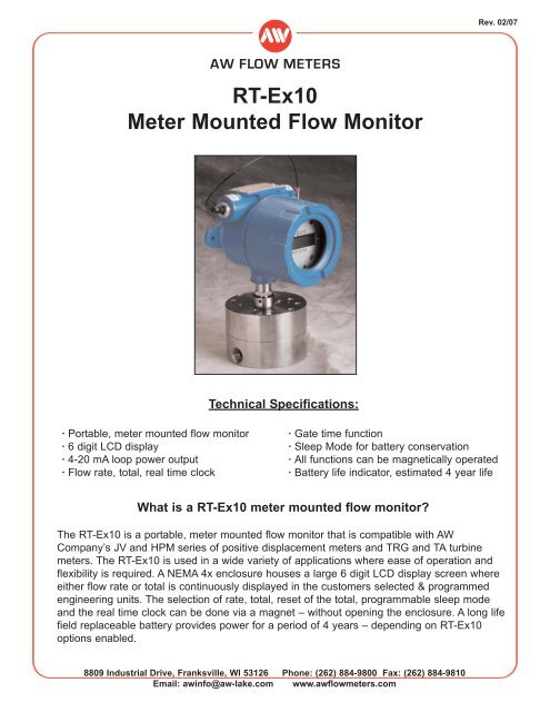 RT-Ex10 Meter Mounted Flow Monitor - Eurokoc