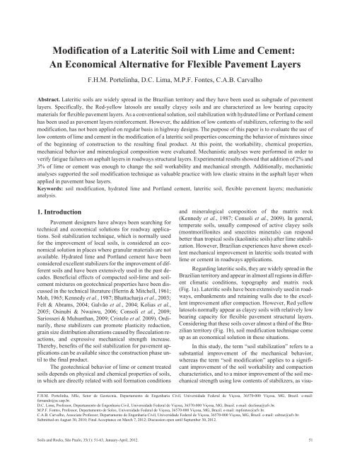Modification of a Lateritic Soil with Lime and Cement: An ...