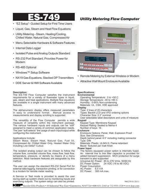KEP ES-749 SUPERtrol-I Flow Computer Data Sheet PDF - Instrumart